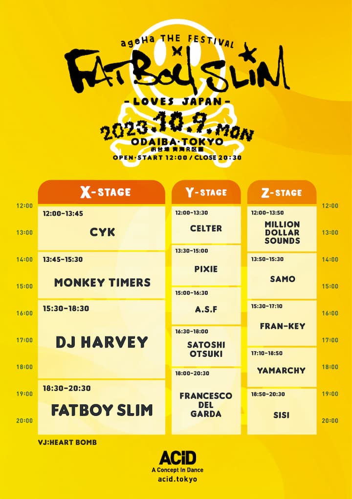 ファットボーイ・スリム出演のageHa THE FESTIVAL 2023、タイムテーブル＆会場マップが公開 | NME Japan